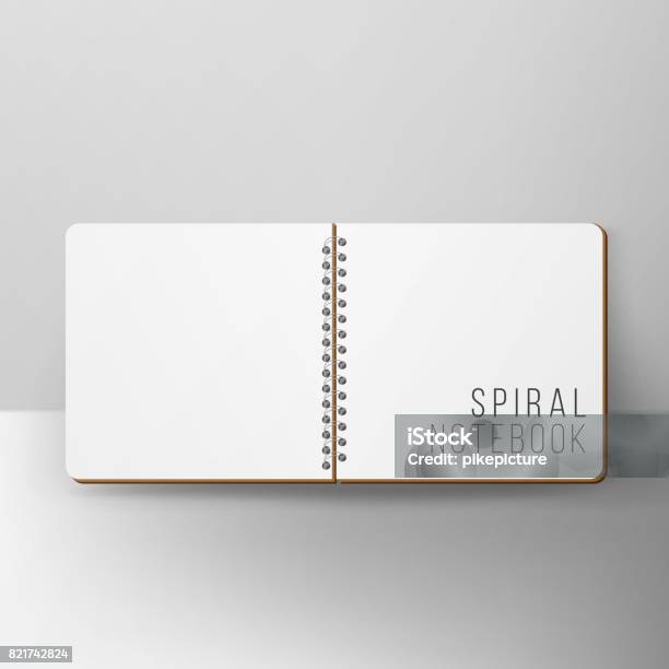 Vektor Kosong Notepad Terbuka Mockup Notebook Realistis 3d Buku Catatan