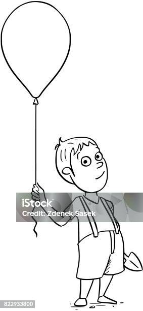 Bande Dessinée Illustration Du Garçon Avec Boule Dair Gonflable Ballon