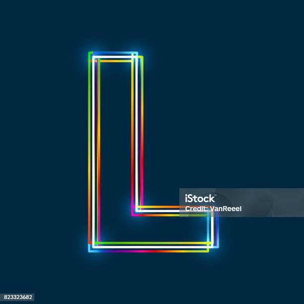 Huruf L Vector Multiwarta Huruf Font Dengan Efek Bersinar Terisolasi Pada Latar Belakang Biru