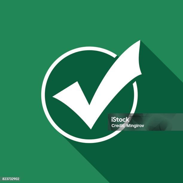 Vérifiez Licône Bouton Liste Cochez La Case En Icône Plat Rond Signe