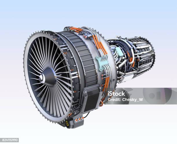 Mesin Jet Turbofan Terisolasi Pada Latar Belakang Biru Muda Foto Stok ... Mesin Jet Turbofan Terisolasi Pada Latar Belakang Biru Muda Foto Stok ...