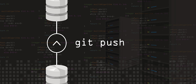 Git Push Request Programming Coding Server And Database Stock