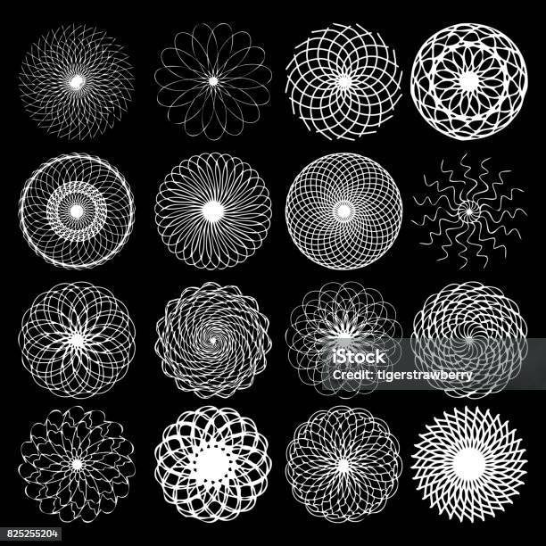 Ensemble Déléments De Conception Spirographes Symboles Ronds Modèle