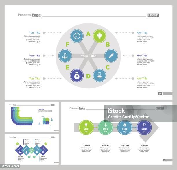 Four Workflow Slide Templates Set Stock Illustration - Download Image ... Four Workflow Slide Templates Set Stock Illustration - Download Image ...