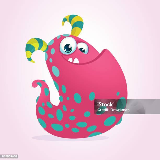 Blob De Monstre Cartoon Rose Heureux Illustration Vectorielle