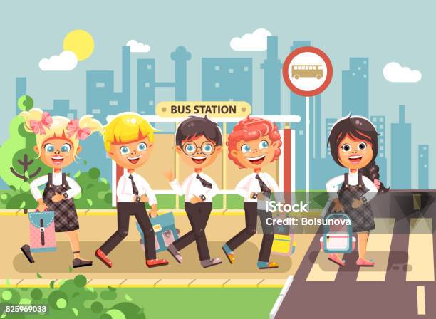 Vector Illustration Dessin Animé Personnages Enfants Respect De Règles