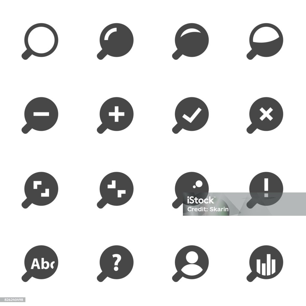 Vector Black Magnifying Glass Icons Set Stock Illustration Download