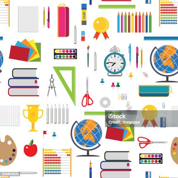 Léducation De Base Sans Soudure Fond Avec Des Éléments Fixes Vecteurs