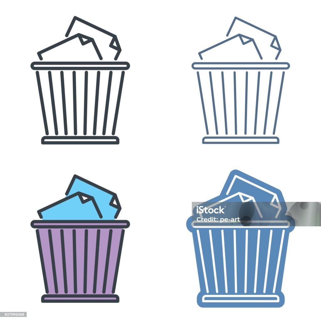 Ilustración De Conjunto De Iconos De Papelera Vector Contorno Símbolos