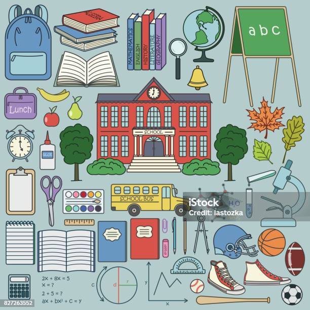 Collection Dicônes Cartoon Coloré Préscolaire Lenseignement École