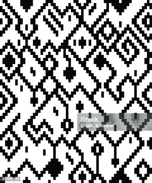 Pola Geometris Abstrak Etnis Dalam Hitam Dan Putih Vektor Ilustrasi