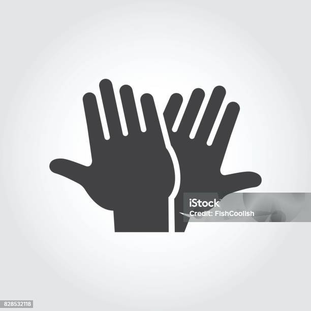 Haute De Cinq Icônes Pictogrammes Plat Noir De Claquements De Mains