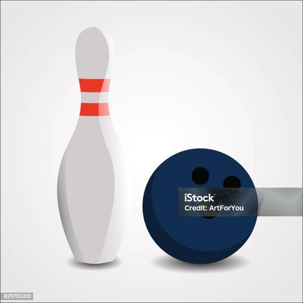 Bowling Pin Berdiri Di Samping Ilustrasi Vektor Bola Bowling Ilustrasi
