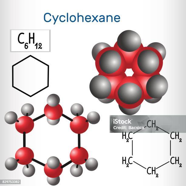 Molekul Cyclohexane Formula Dan Model Kimia Struktural Ilustrasi Stok