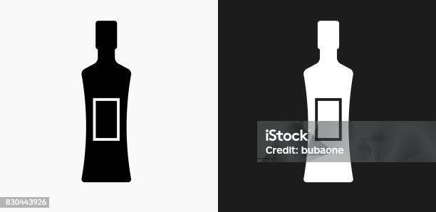 Lalcool Bouteille Icône Sur Fond De Vector Noir Et Blanc Vecteurs