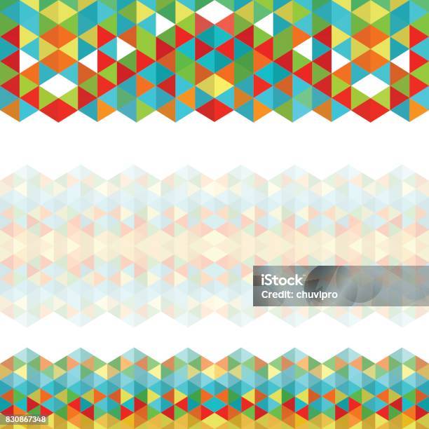Latar Belakang Geometris Segitiga Persegi Beraneka Warna Merah Hijau Kuning Putih Ilustrasi Stok
