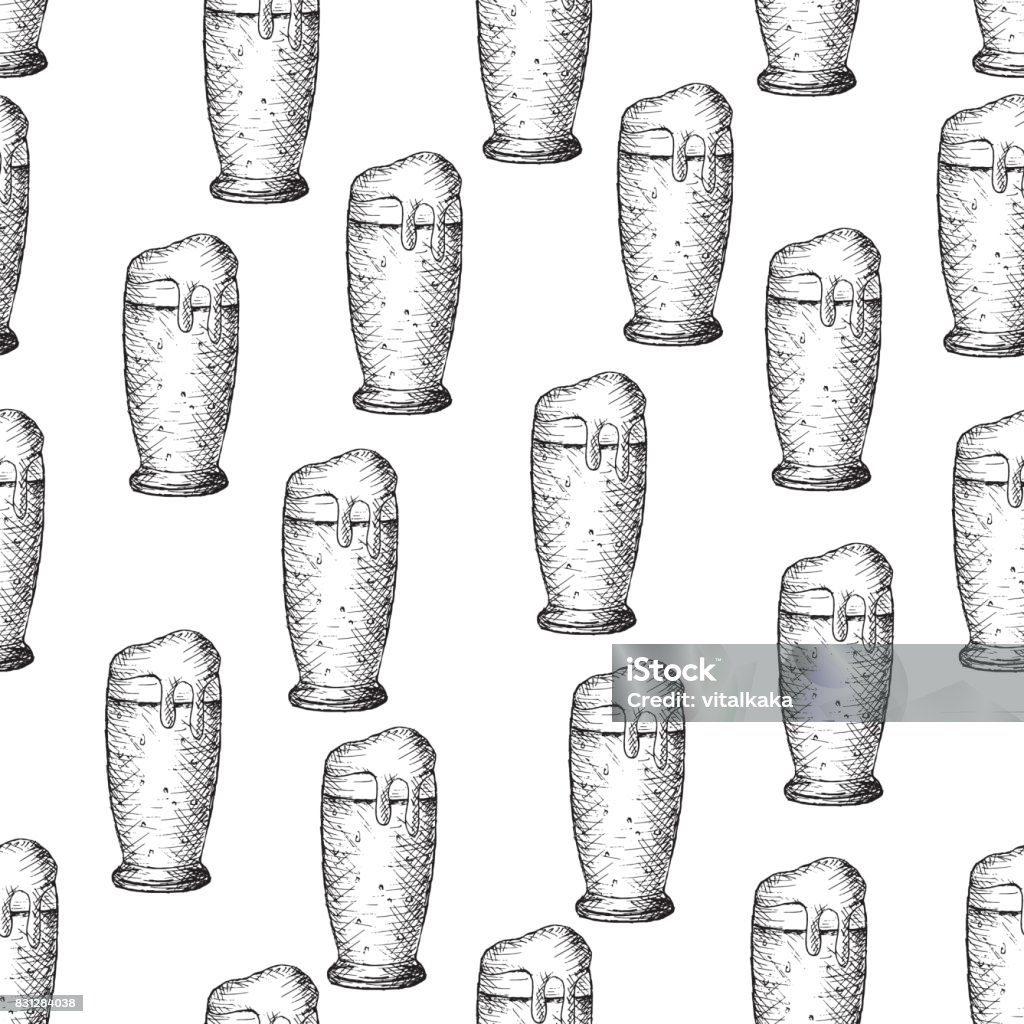 Seamless Background With Beer Glasses Stock Illustration Download Image Now Alcohol Drink