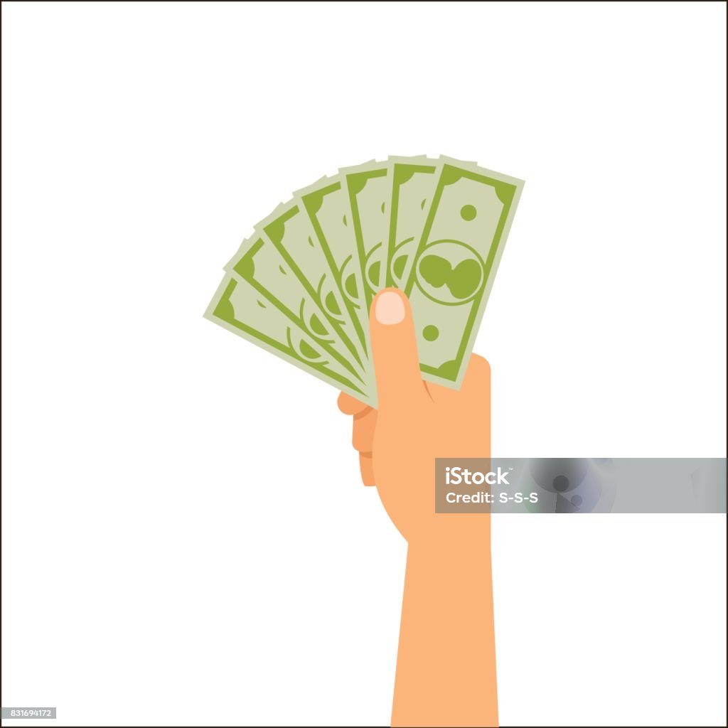 Ilustración De Mano Agarrando Dinero Y Más Vectores Libres De Derechos