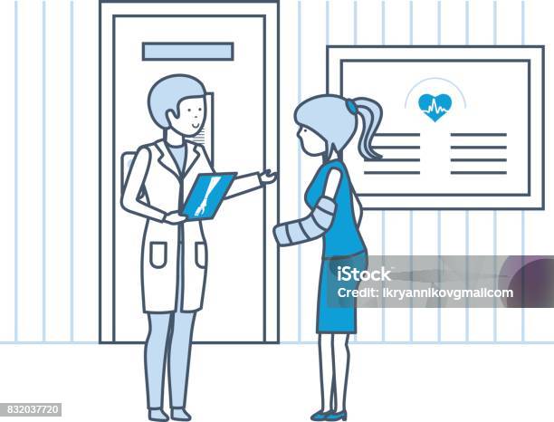 Gadis Dengan Cedera Tangan Di Resepsi Dengan Dokter Bedah Ilustrasi ... Gadis Dengan Cedera Tangan Di Resepsi Dengan Dokter Bedah Ilustrasi ...