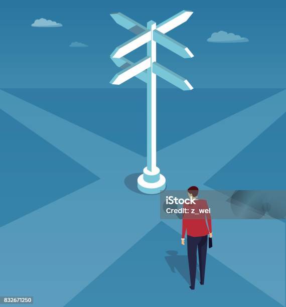A Businessman Standing At A Crossroads Stock Illustration Download