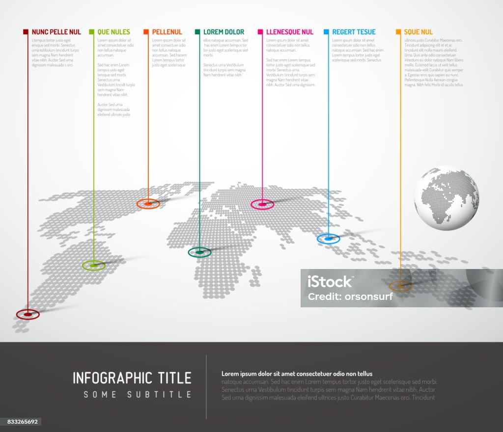 Infographic Light World Map With Pointer Marks Stock Illustration