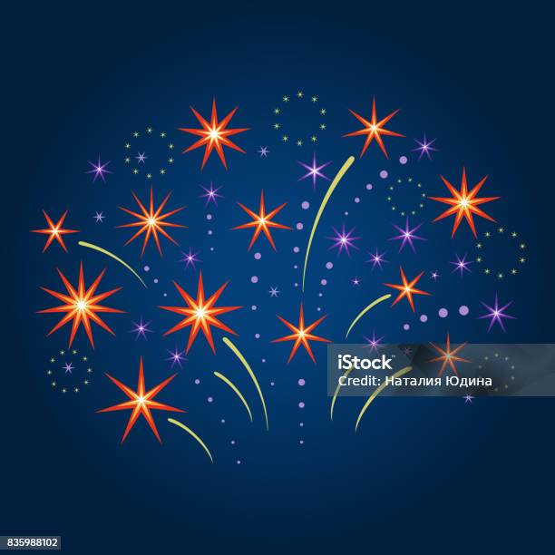 Feu Dartifice Stylisé Et Des Étoiles Illustration Vectorielle Vecteurs