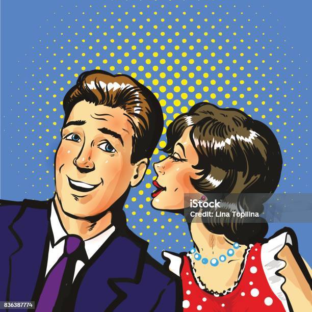 Mann Und Frau Flüstern Popartvektorillustration Stock Vektor Art und ... Mann Und Frau Flüstern Popartvektorillustration Stock Vektor Art und ...