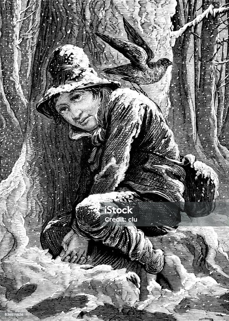 Poor Boy Sitting In Snow Having A Tame Bird On His Shoulder Stock ... Poor Boy Sitting In Snow Having A Tame Bird On His Shoulder Stock ...