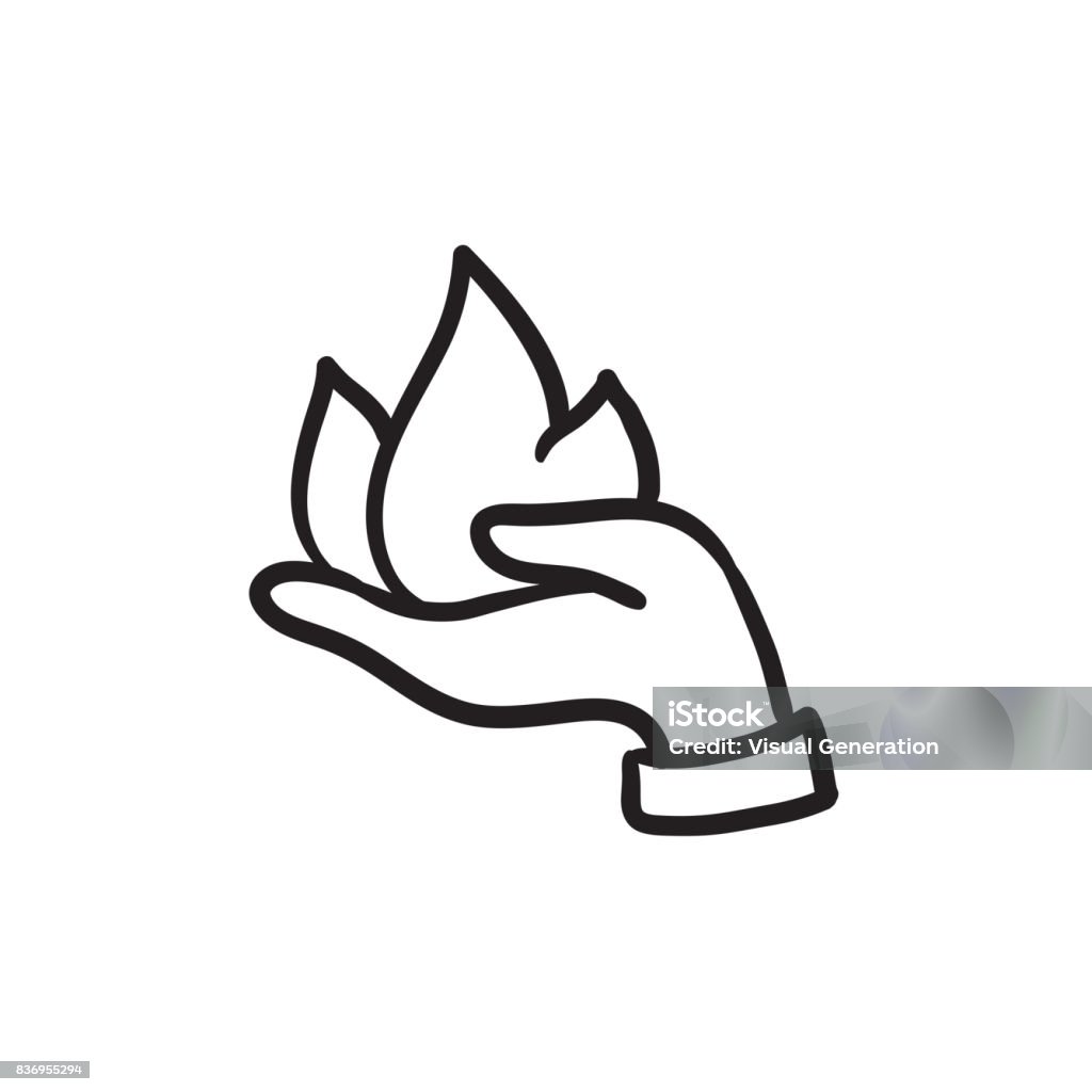 Tangan Memegang Api Sketsa Ico Ilustrasi Stok Unduh Gambar Sekarang