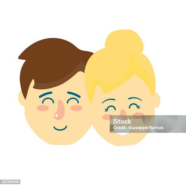 Avatar Pasangan Kepala Dengan Desain Gaya Rambut Ilustrasi Stok Unduh