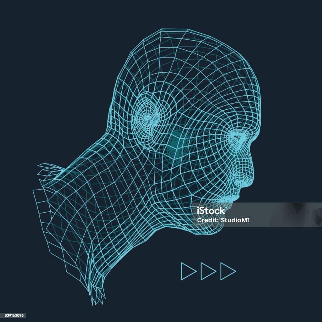 Ilustración De Cabeza De La Persona De Una Red 3d Cabeza Humana De