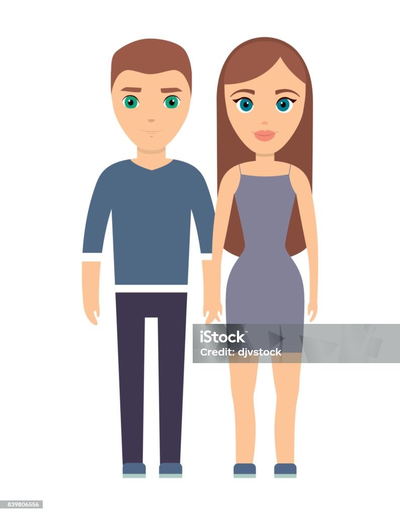 Ilustración De Icono De La Pareja De Dibujos Animados Y Más Vectores Libres De Derechos De