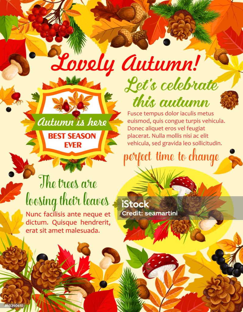 Autumn Banner Template With Fall Nature Leaf Stock Illustration