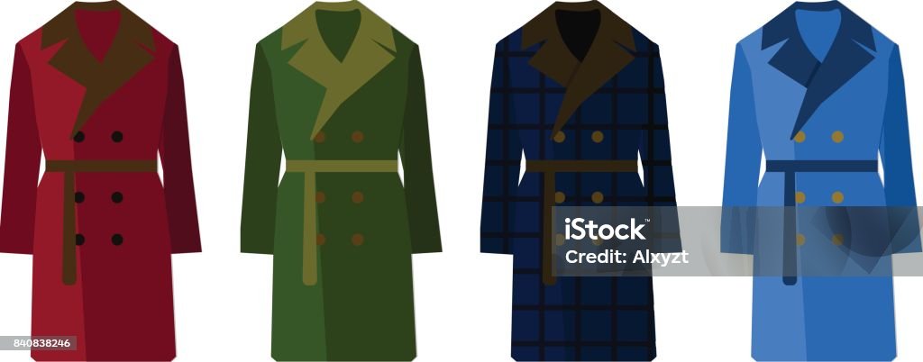 Male Coat Set Different Color Flat Design Vector Stock Illustration