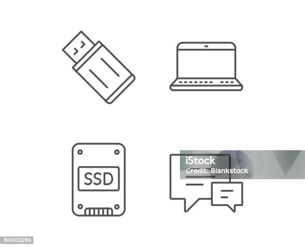 Ssd 디스크 Usb 플래시 드라이브와 노트북 아이콘 Usb 메모리에 대한 스톡 벡터 아트 및 기타 이미지 Usb 메모리