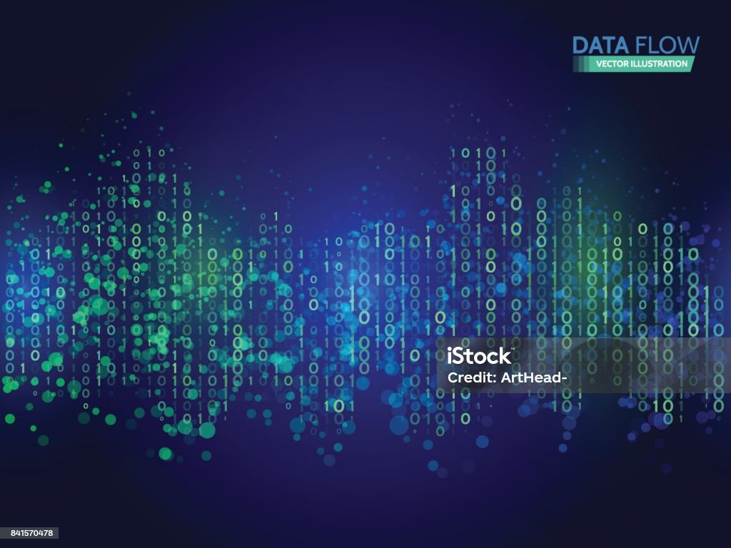 Abstract Data Flow Background With Binary Code Dynamic Waves Technology Concept Stock