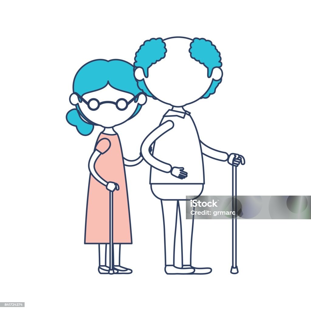 Caricatura Senza Volto Coppia Di Anziani Corpo Intero Con Occhiali In ... Caricatura Senza Volto Coppia Di Anziani Corpo Intero Con Occhiali In ...