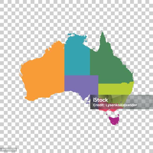 Australia Memetakan Warna Dengan Wilayah Vektor Datar Ilustrasi Stok