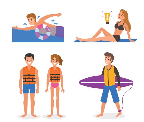 210 Sunburn Man Beach Stock Illustrations Royalty Free Vector