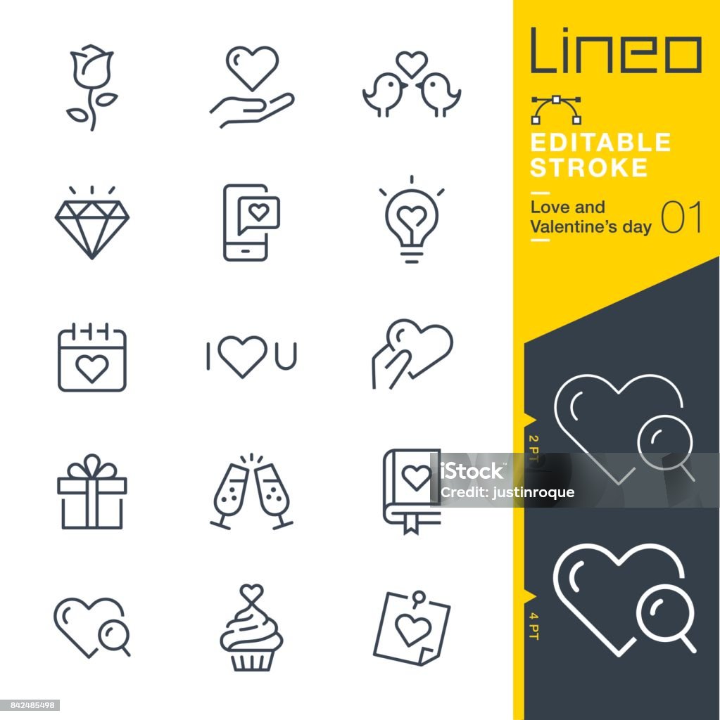 Lineo 편집 가능한 뇌졸중사랑과 발렌타인 라인 아이콘 아이콘에 대한 스톡 벡터 아트 및 기타 이미지 아이콘 사랑 선물