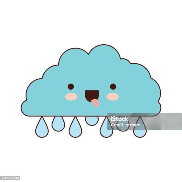 Wolke Mit Regentropfen Bunte Kawaii Silhouette Stock Vektor Art und ... Wolke Mit Regentropfen Bunte Kawaii Silhouette Stock Vektor Art und ...