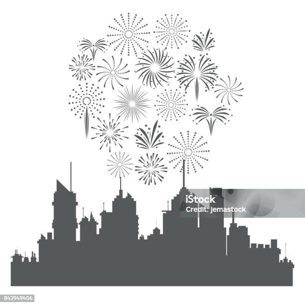 Icône De Feu Dartifice Célébration Explosion Illustration Vectorielle