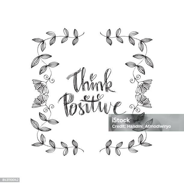 Pikirkan Frasa Positif Huruf Tulisan Tangan Kutipan Inspirasional