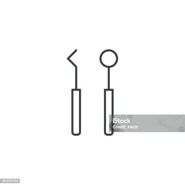 Alat Dokter Gigi Ikon Garis Tipis Simbol Vektor Linear Ilustrasi Stok