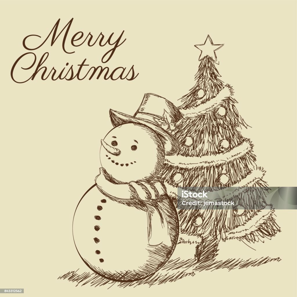 Desain Sketsa Selamat Natal Ilustrasi Stok Unduh Gambar Sekarang