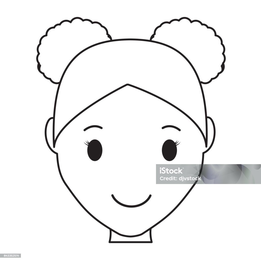 Girl Cartoon Iconhappy Girl Face Cartoon Icon Over White Background