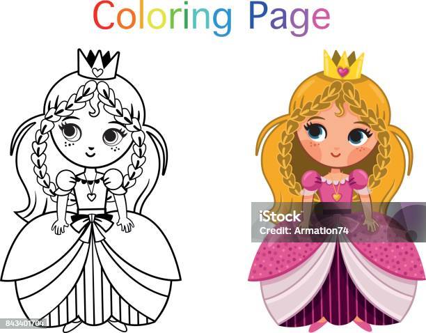 Halaman Mewarnai Putri Ilustrasi Stok Unduh Gambar Sekarang Putri Raja Hitam Putih Vektor
