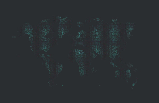Hexadecimal Computer Code In The Form Of A Silhouette Of The World Map