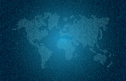 Hexadecimal Computer Code In The Form Of A Silhouette Of The World Map