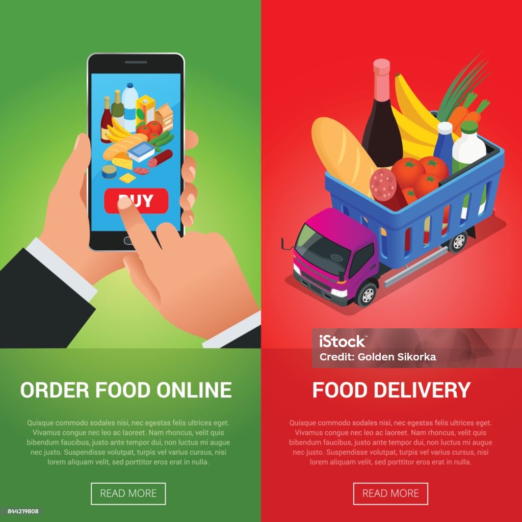 Spanduk Untuk Situs Web Pesanan Makanan Online Pengiriman Makanan Dan